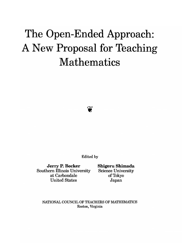 The Open-Ended Approach - A New Proposal For Teaching Mathematics ...