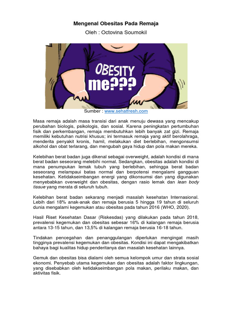 Obesitas Remaja: Penyebab & Dampak | PDF