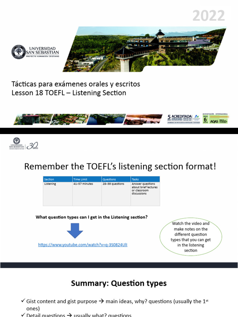 Lesson 18 TOEFL - Listening Section | PDF