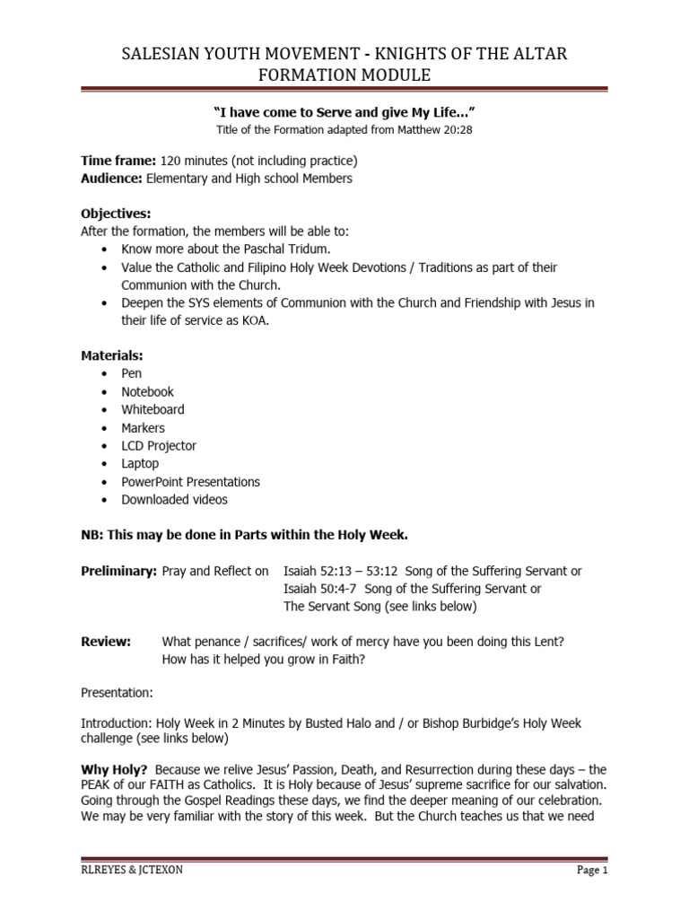 FM13 Holy Week and Paschal Triduum | PDF | Mass (Liturgy) | Eucharist