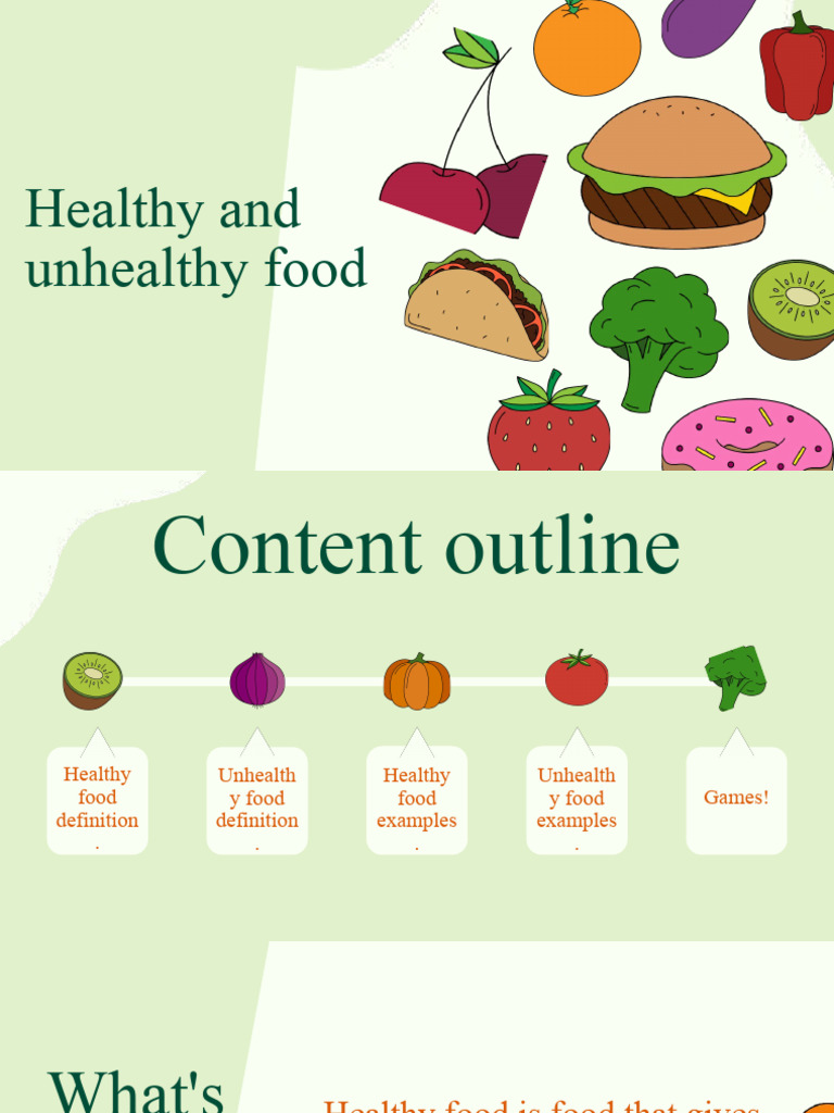 Colorful Illustrative Healthy and Unhealthy Food Presentation | PDF
