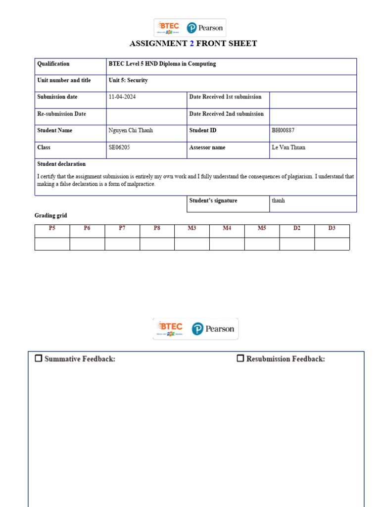 Assignment 2 - Frontsheet - Security | PDF | Information Security | Security