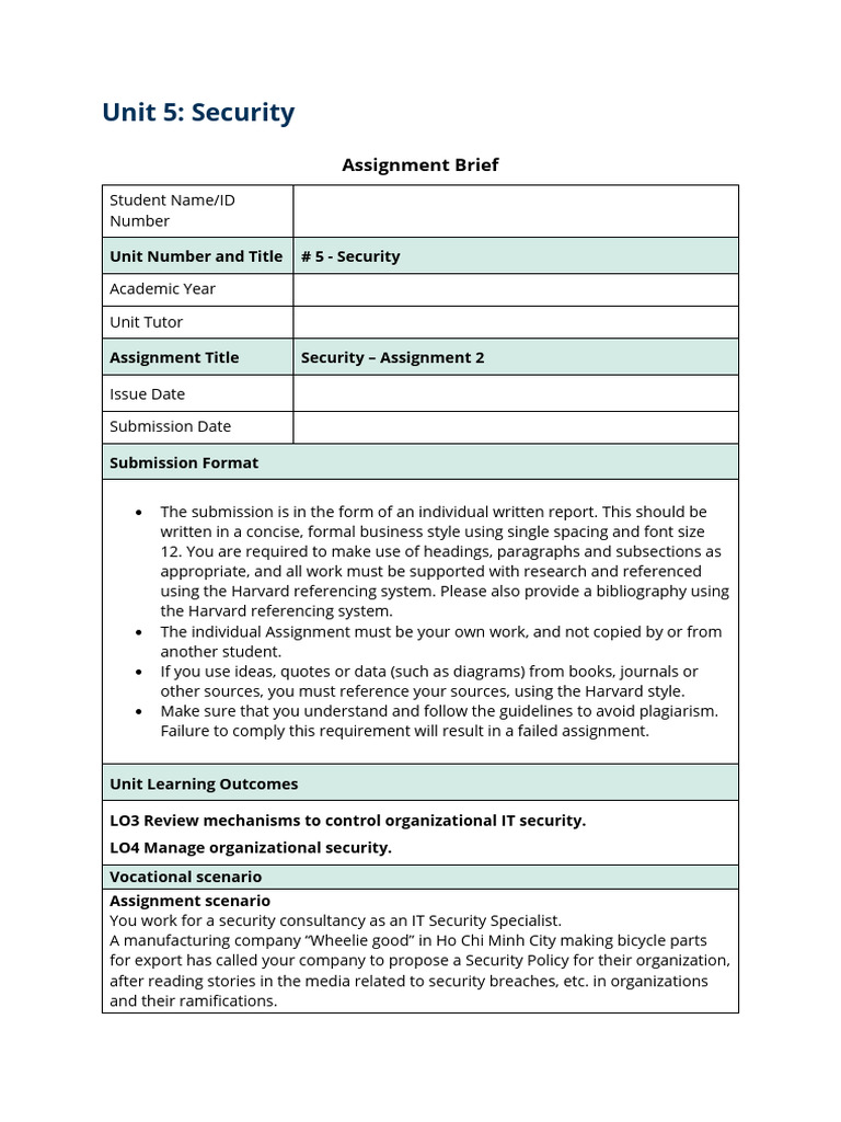 05 - Security - Assignment Brief 2 - Final | PDF | Risk | Risk Management