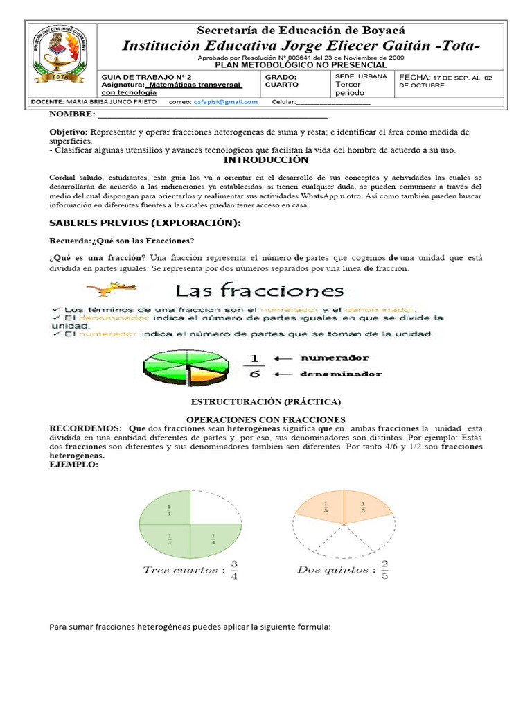 Mate Cuarto Guia 2. Per. 3 | PDF | Matemáticas
