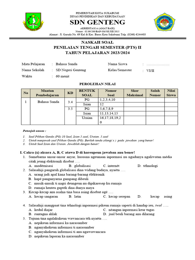Pts 2 B. Sunda 2024 | PDF