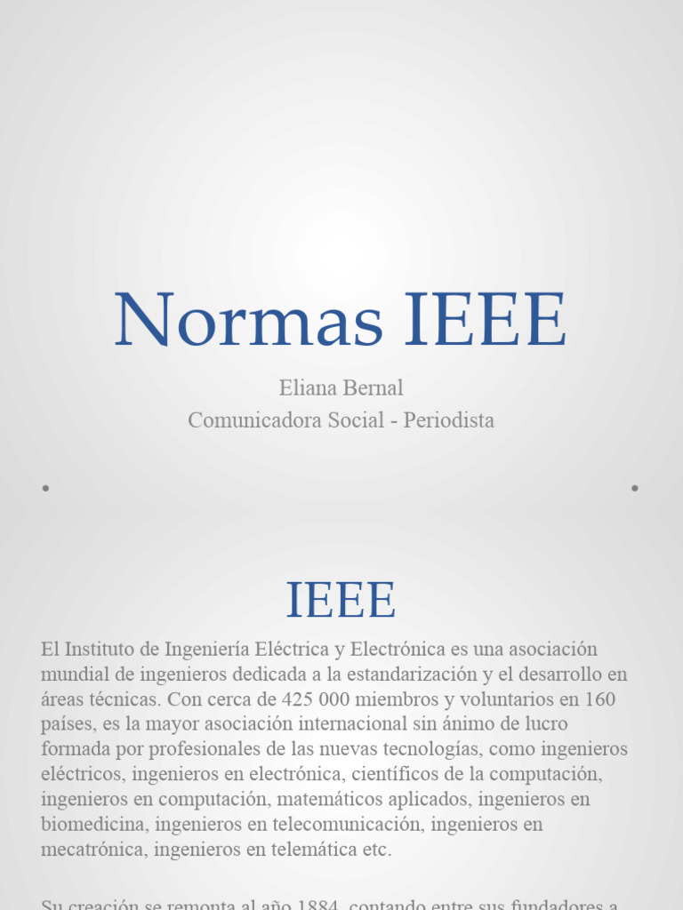Normas IEEE | PDF | Instituto de Ingenieros Eléctricos y Electrónicos ...