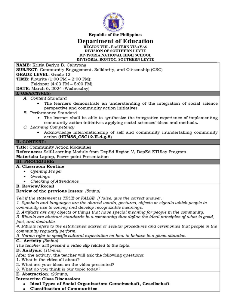 CSC LP - q3 Week1 March 6 7, 2024 | PDF | Anthropology | Human