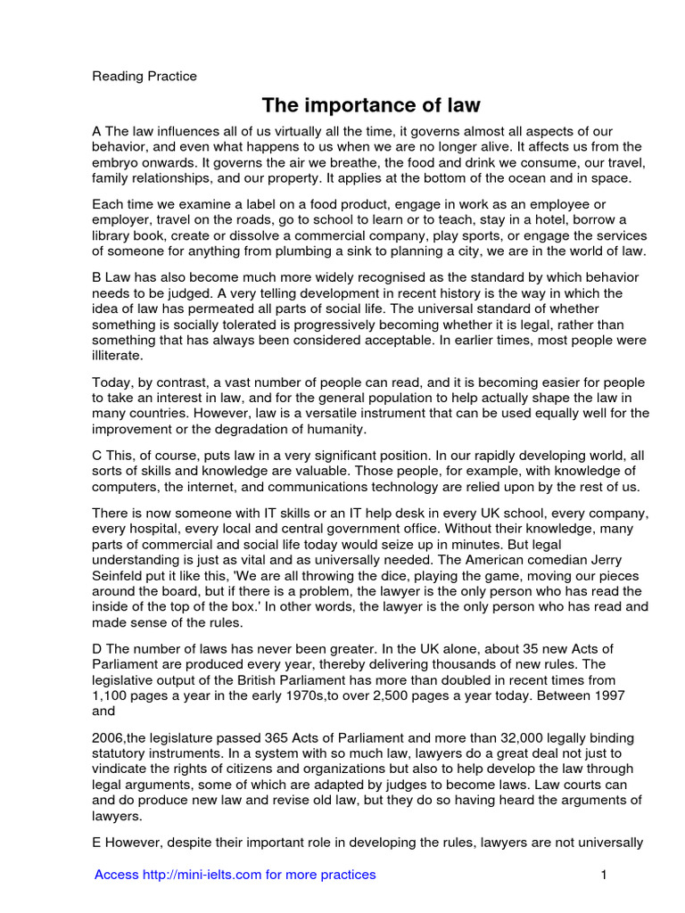 The Importance of Law | PDF | Expert | Lawyer