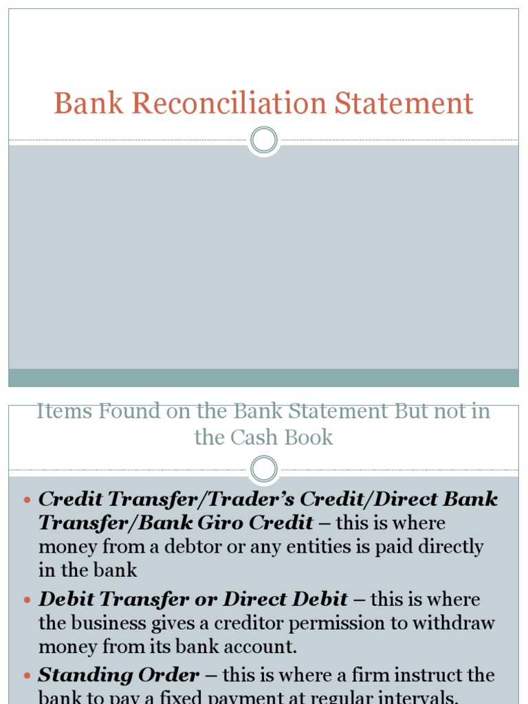 Bank Reconciliation Statement | PDF | Cheque | Overdraft