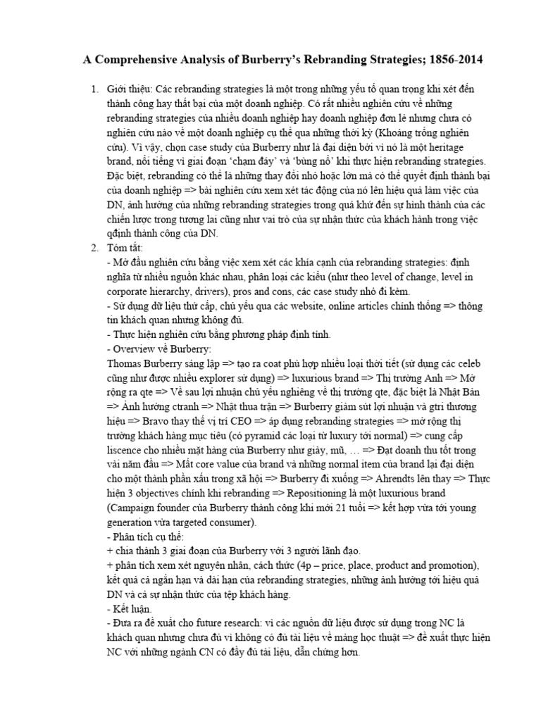 A Comprehensive Analysis of Burberry | PDF