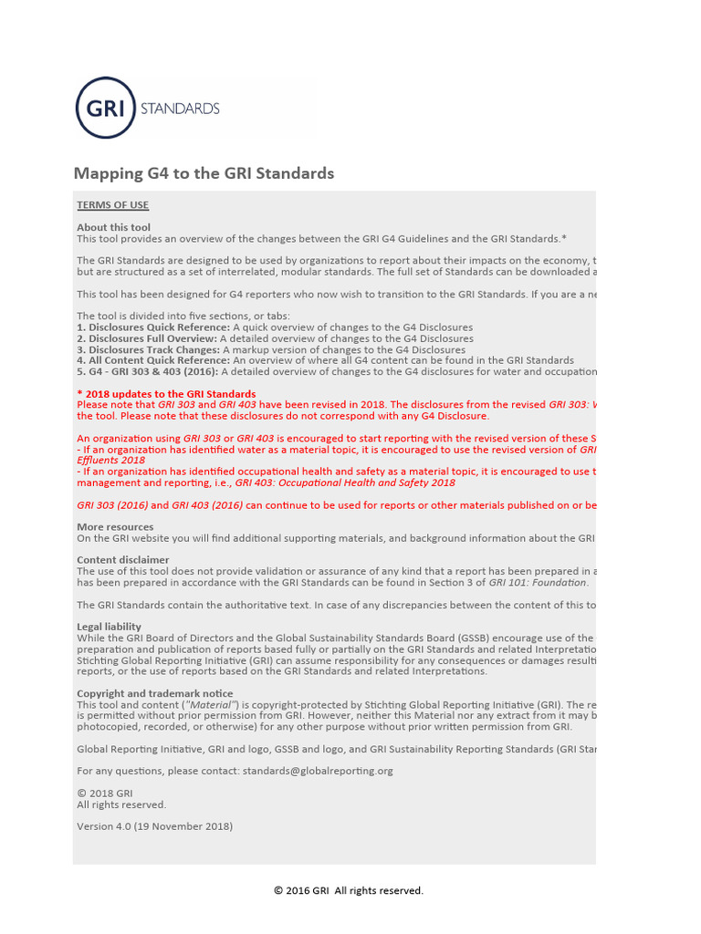 Mapping g4 To Gri Standards Complete | PDF | Employment | Governance