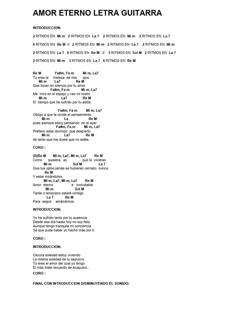 Amor Eterno Letra y Acordes | PDF