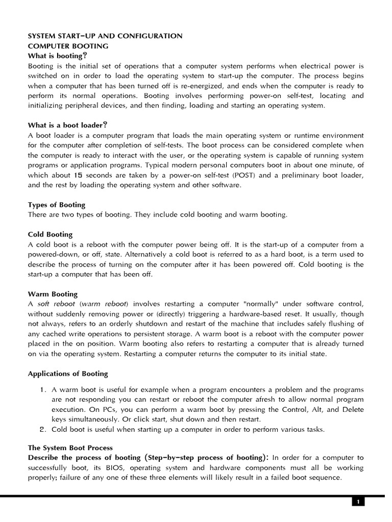 COMPUTER INSTALLATIONS | PDF | Booting | Bios