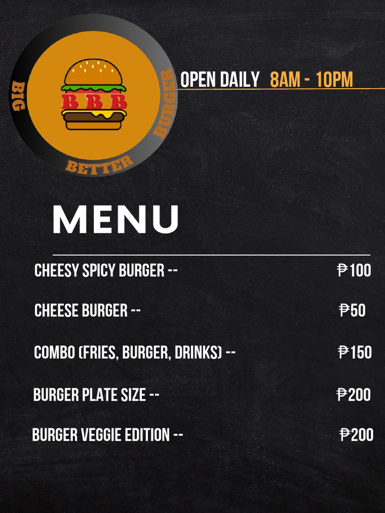 Big Better Burger Menu | PDF