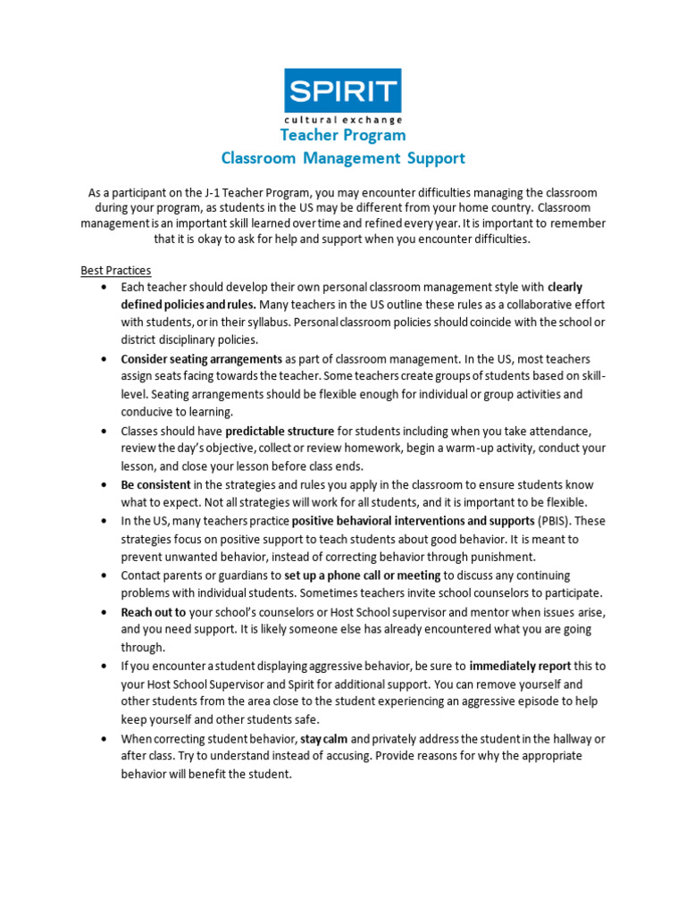 Classroom Management Support PDF | PDF | Classroom Management | Teachers