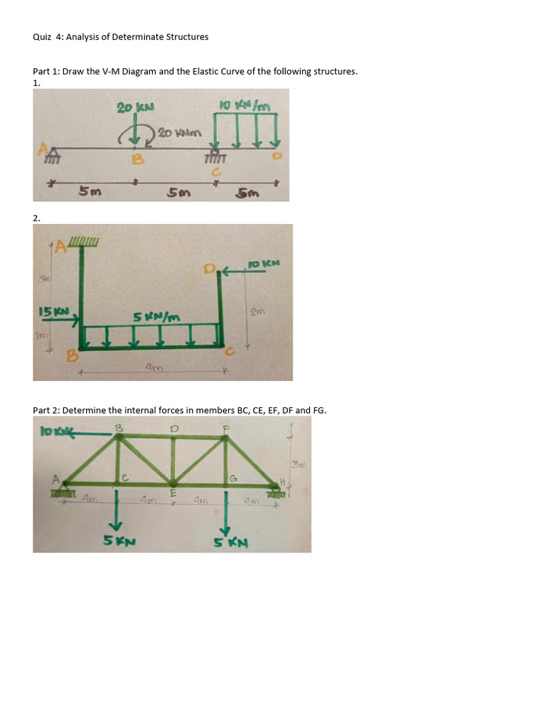 Quiz 4 Analysis of Determinate Structures | PDF