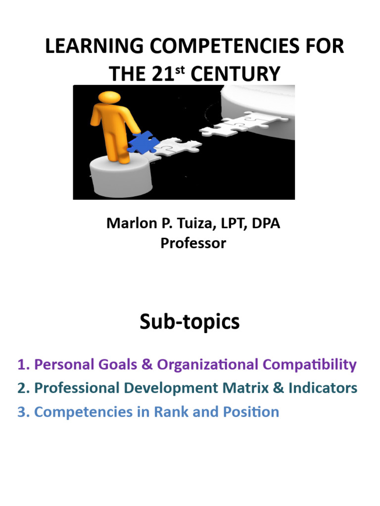 Learning Competencies in The 21 Stcentury | PDF | Emotional ...