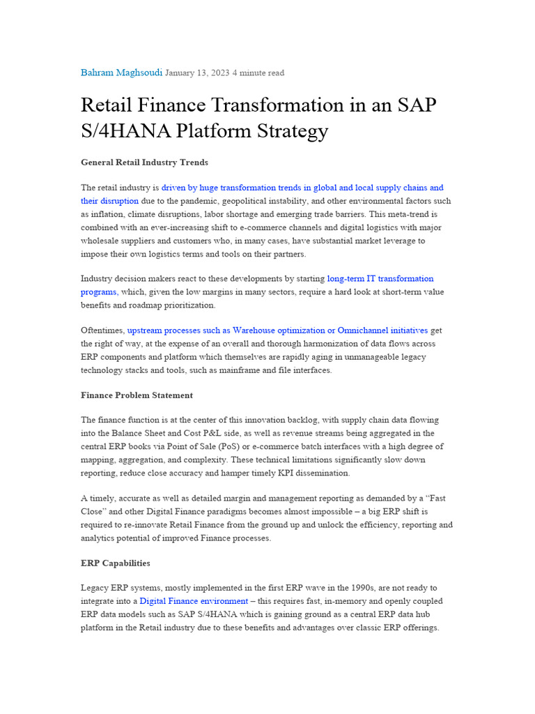 Retail Finance Transformation with S/4HANA | PDF | Enterprise Resource ...