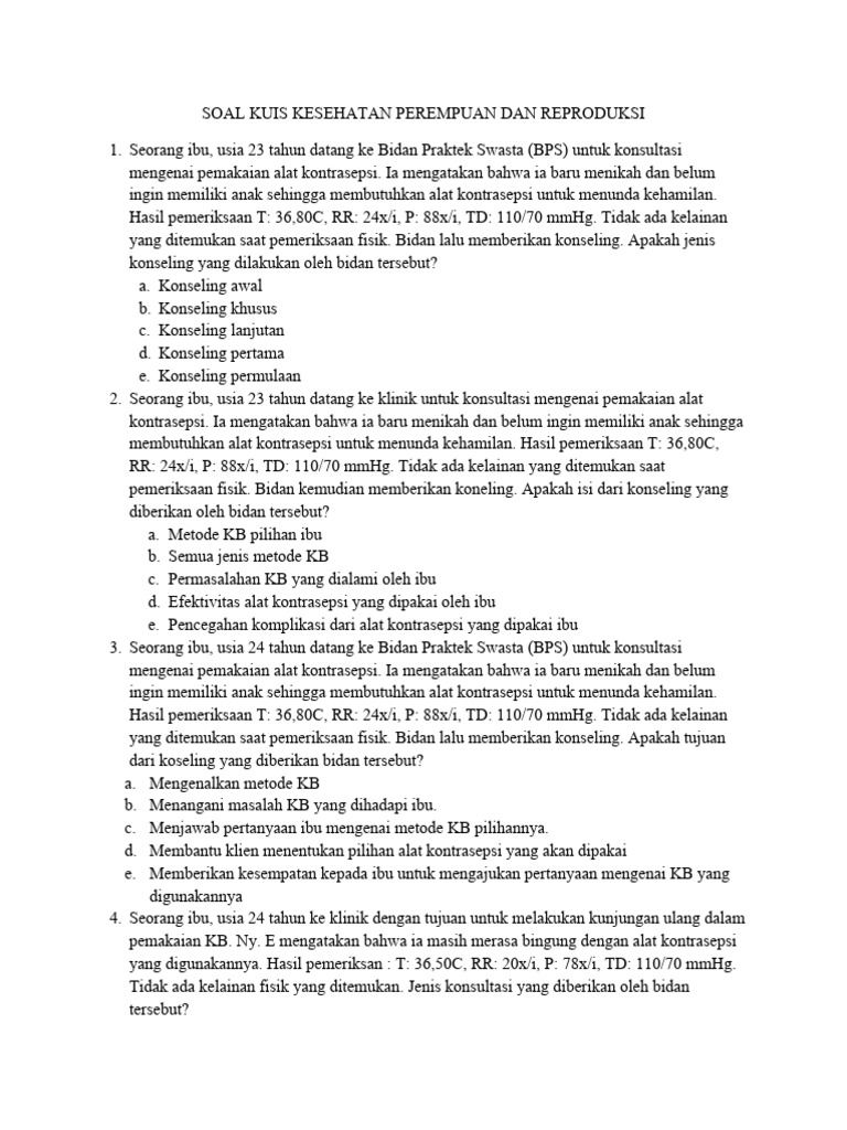 Soal Kuis Kespro KB | PDF