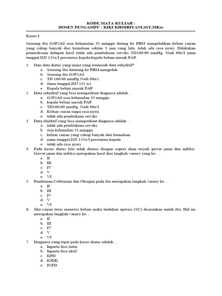 Soal Kuis Dokumentasi Kebidanan | PDF