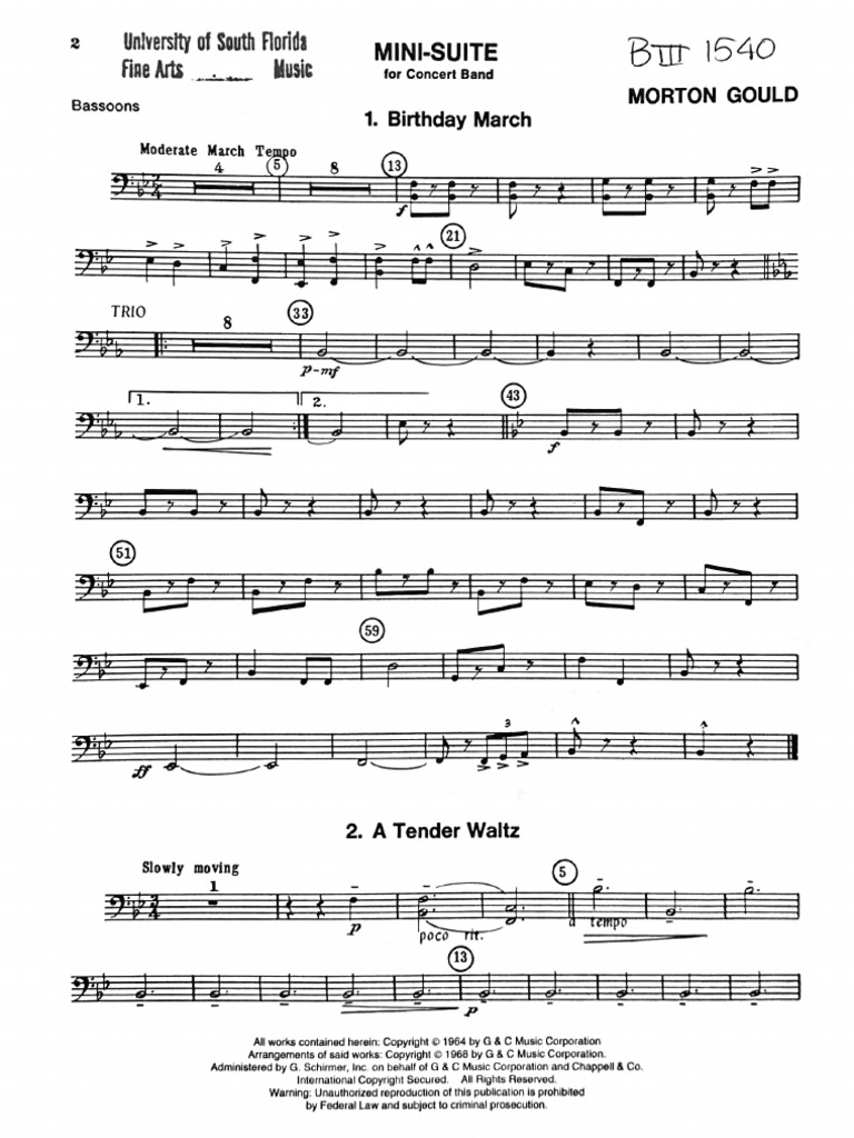 Mini-Suite For Concert Band - Bassoons | PDF