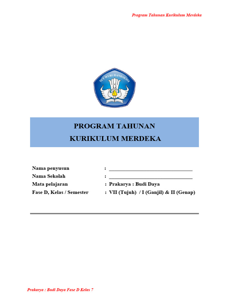 Program Tahunan Prakarya Kelas 7 | PDF