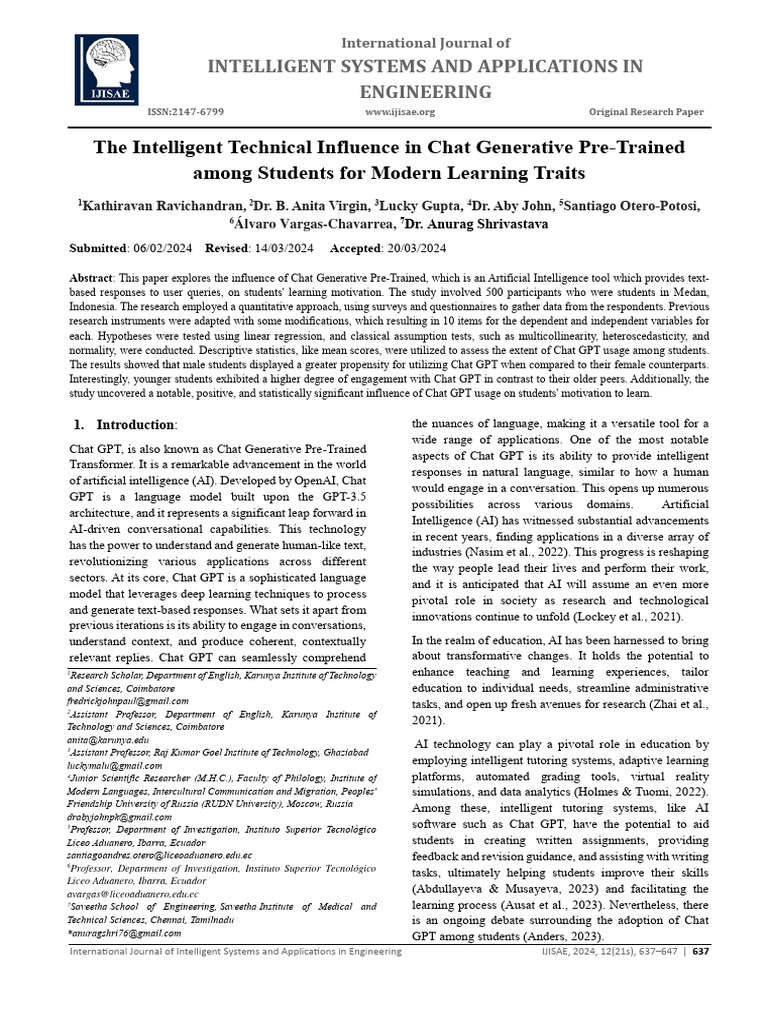 The Intelligent Technical Influence in Chat Generative Pre-Trained ... The Intelligent Technical Influence in Chat Generative Pre-Trained ...