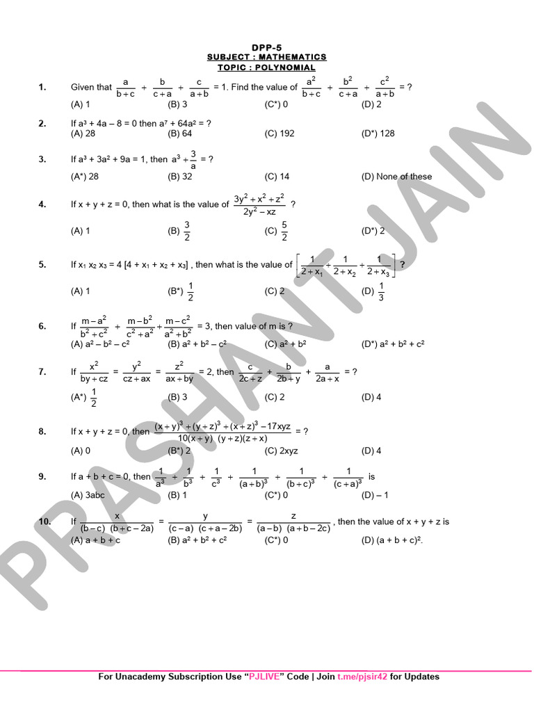 Polynomial Problems and Solutions | PDF