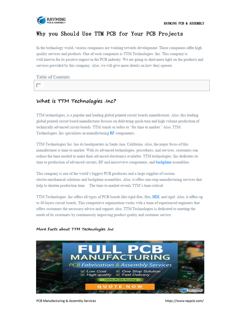 Why You Should Use TTM PCB For Your PCB Projects | PDF | Printed ...