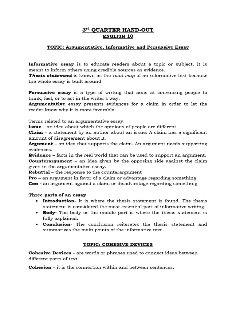 3rd-QUARTER-HAND-OUT | PDF | Essays | Liberal Arts Education