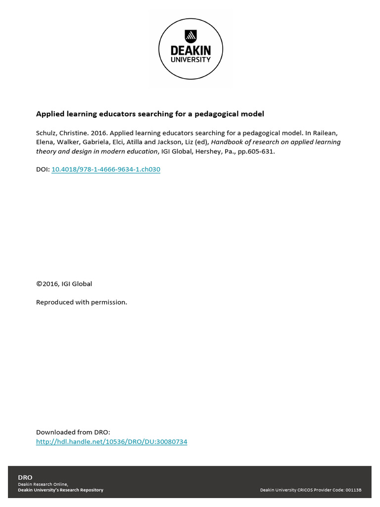 Schulz, C. (2016) - Applied Learning Educators Searching For A ...