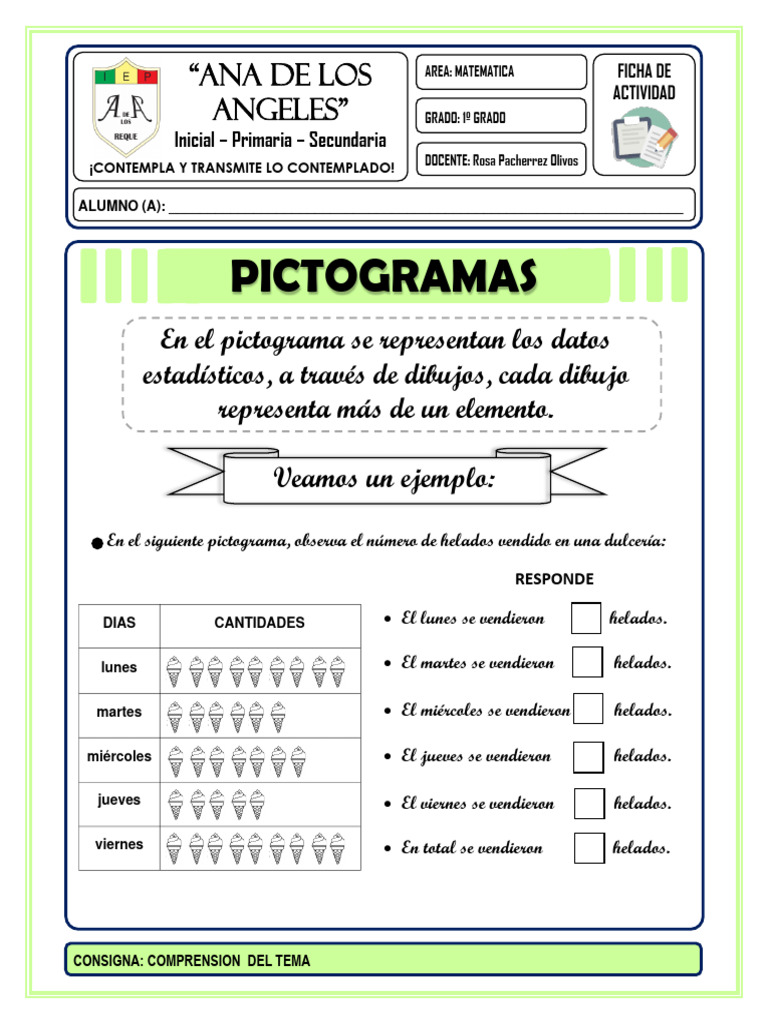 Actividades de Pictogramas para 1er Grado | PDF