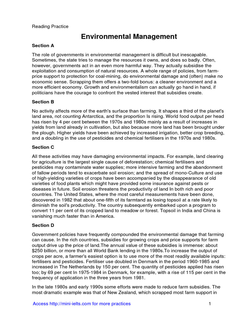 Environmental Management | PDF | Agriculture | Subsidy