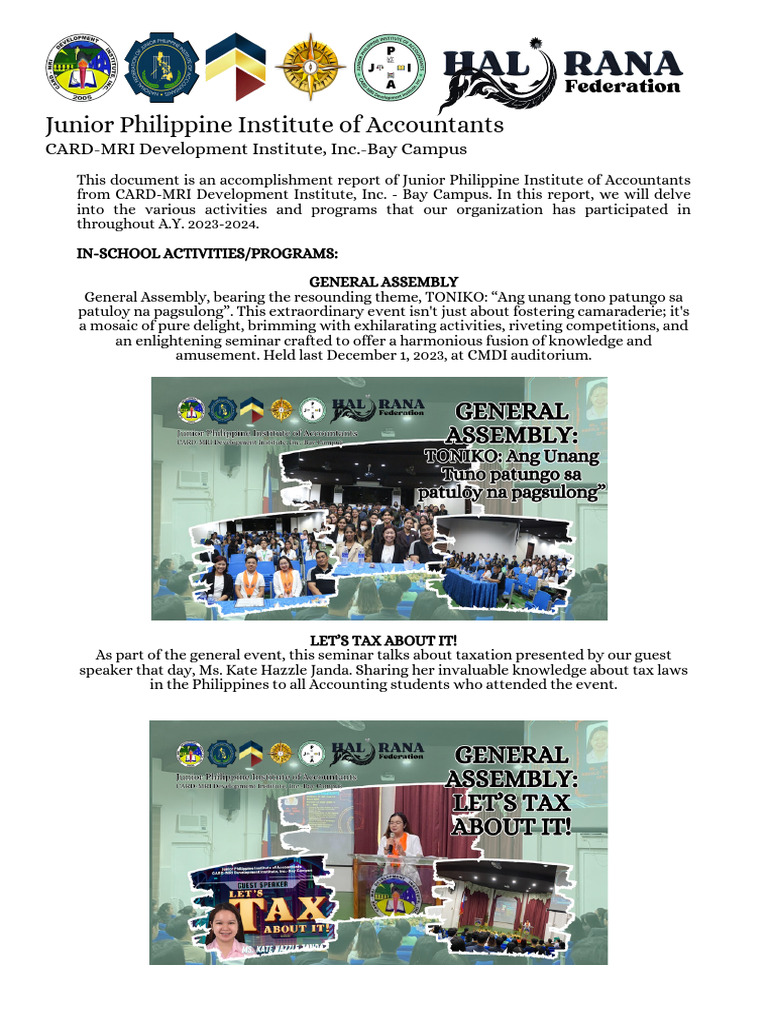 JPIA-CMDI List of Activities AY 2023-2024 | PDF | Microbiology | Immunology