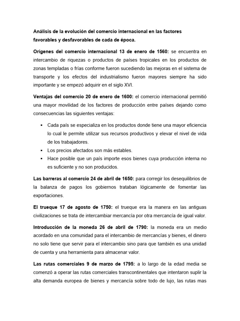 Análisis de La Evolución Del Comercio Internacional | PDF | Comercio | El comercio internacional