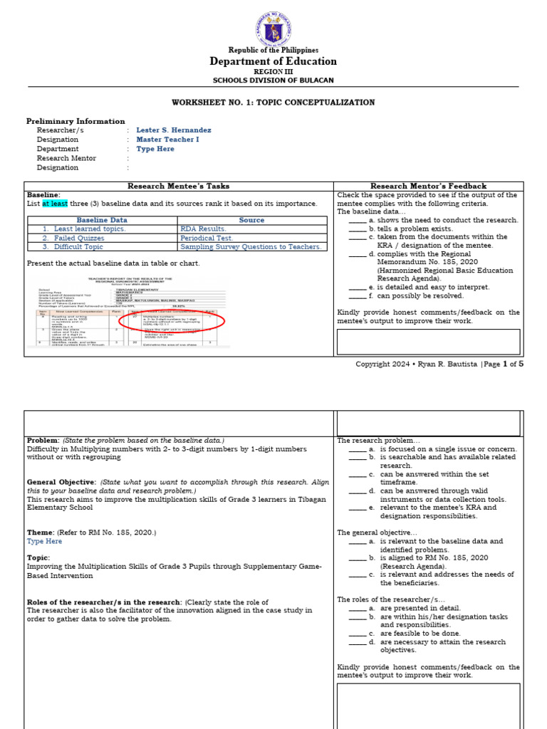 WS01 Topic-Conceptualization | PDF | Mentorship | Science