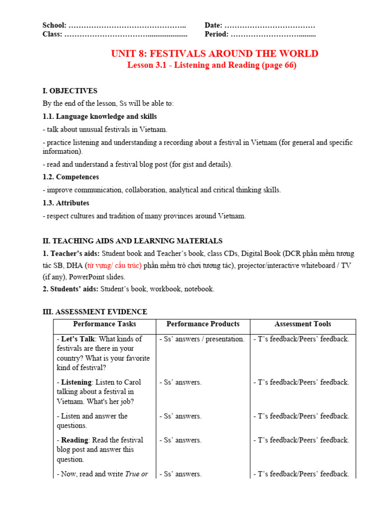 Unusual Festivals in Vietnam Lesson Plan | PDF | Human Communication ...