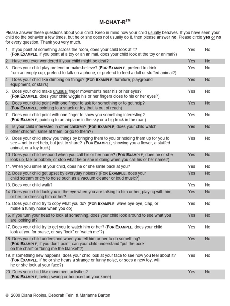 M-CHAT-Revised-Questionnaire | PDF