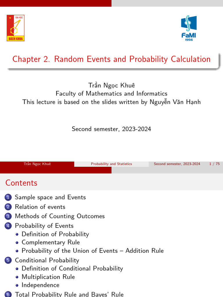 Lecture 2_Chapter 2 | PDF | Probability | Sampling (Statistics)