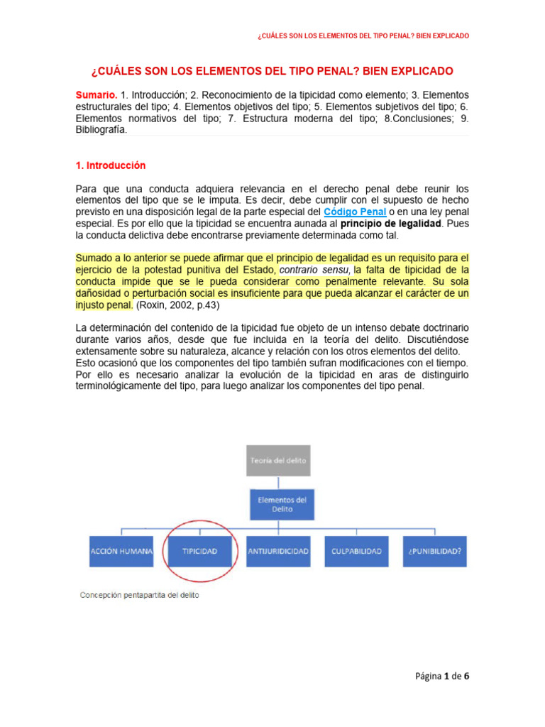 Cuáles Son Los Elementos Del Tipo Penal | PDF | Derecho penal ...