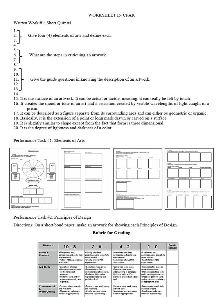 Worksheet in Cpar | PDF