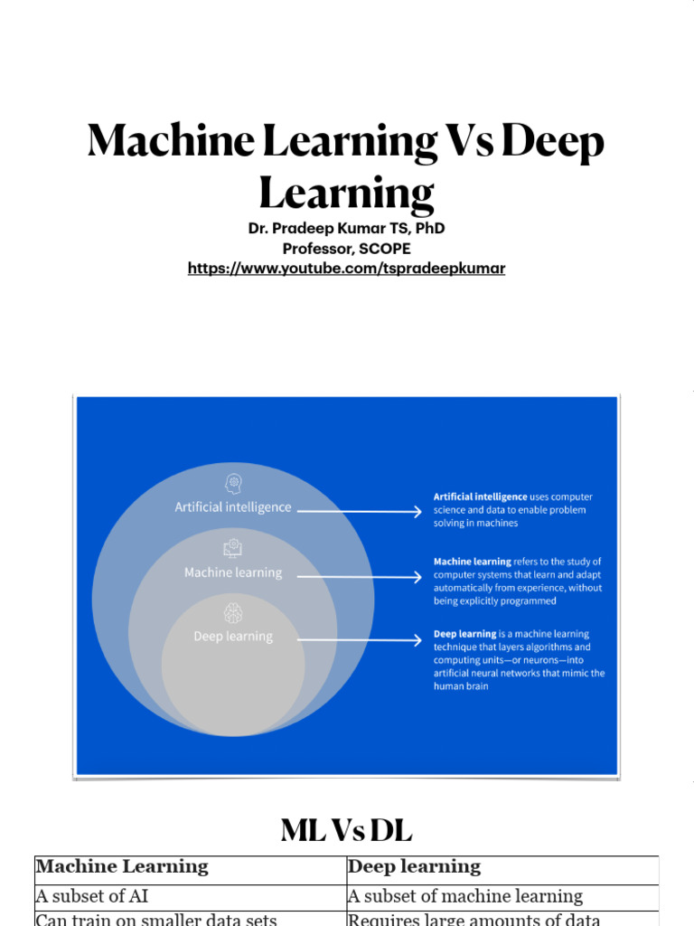 Machine Learning vs Deep Learning | PDF | Machine Learning | Deep Learning