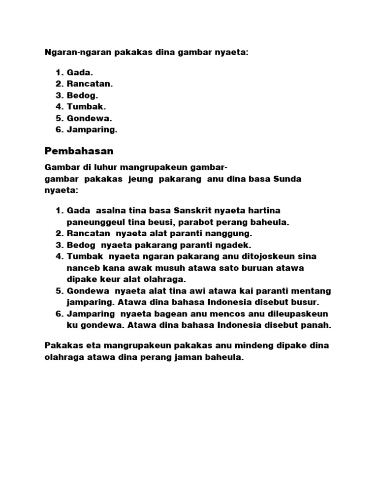Ngaran Pakakas Tradisional Sunda | PDF