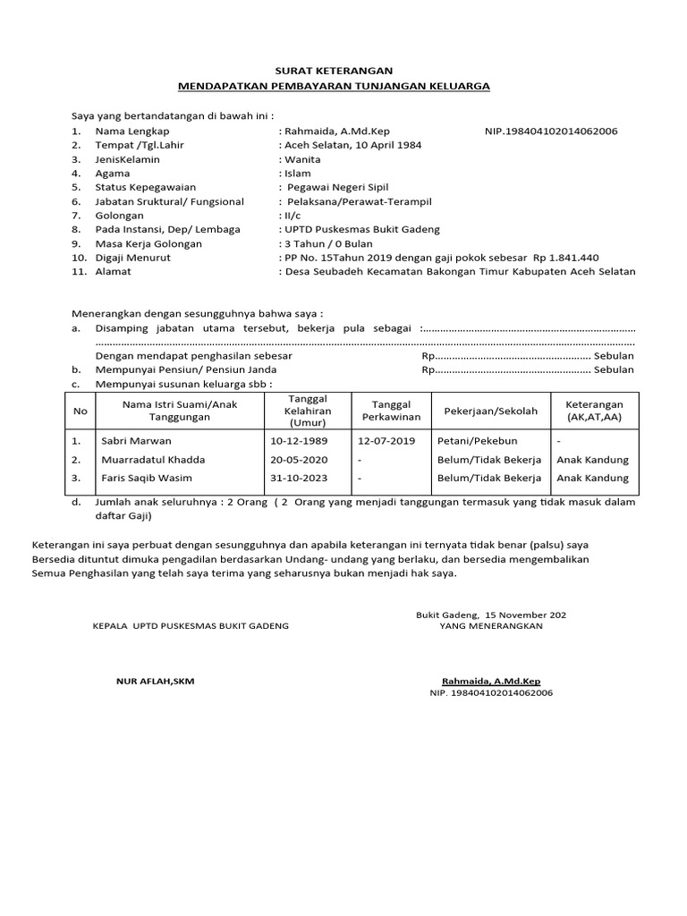 Form KP4 Amprah Gaji PNS | PDF