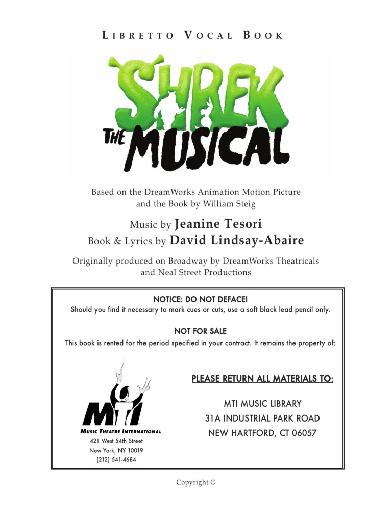 SHREK Libretto | PDF | Copyright