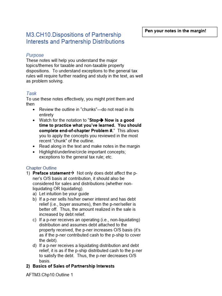 AFTM3 Chp10 Outline | Download Free PDF | Partnership | Stocks