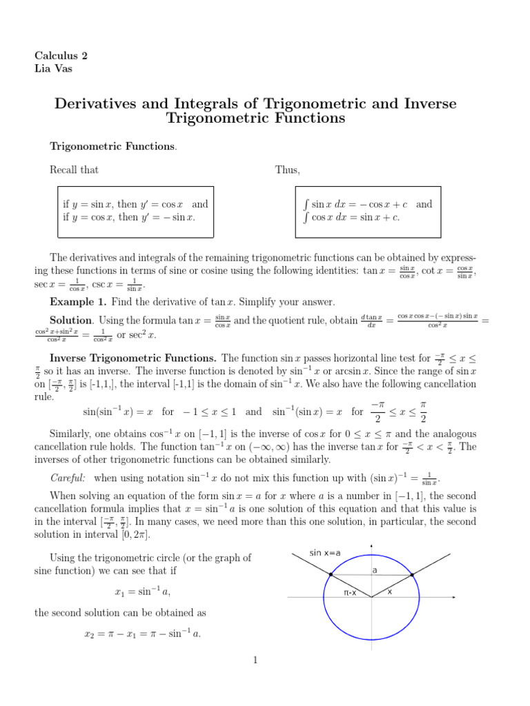 Trig Inverse Trig | PDF | Trigonometric Functions | Function (Mathematics)