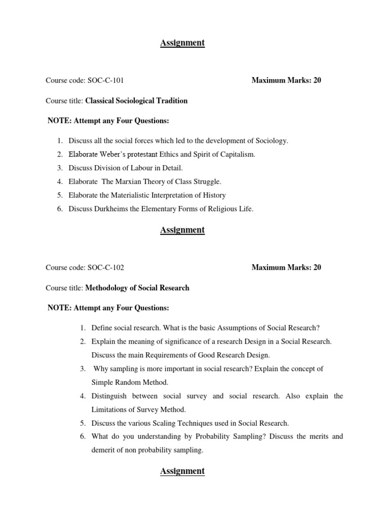 MA 1st Sem Assignment | PDF | Sociology | Social Research