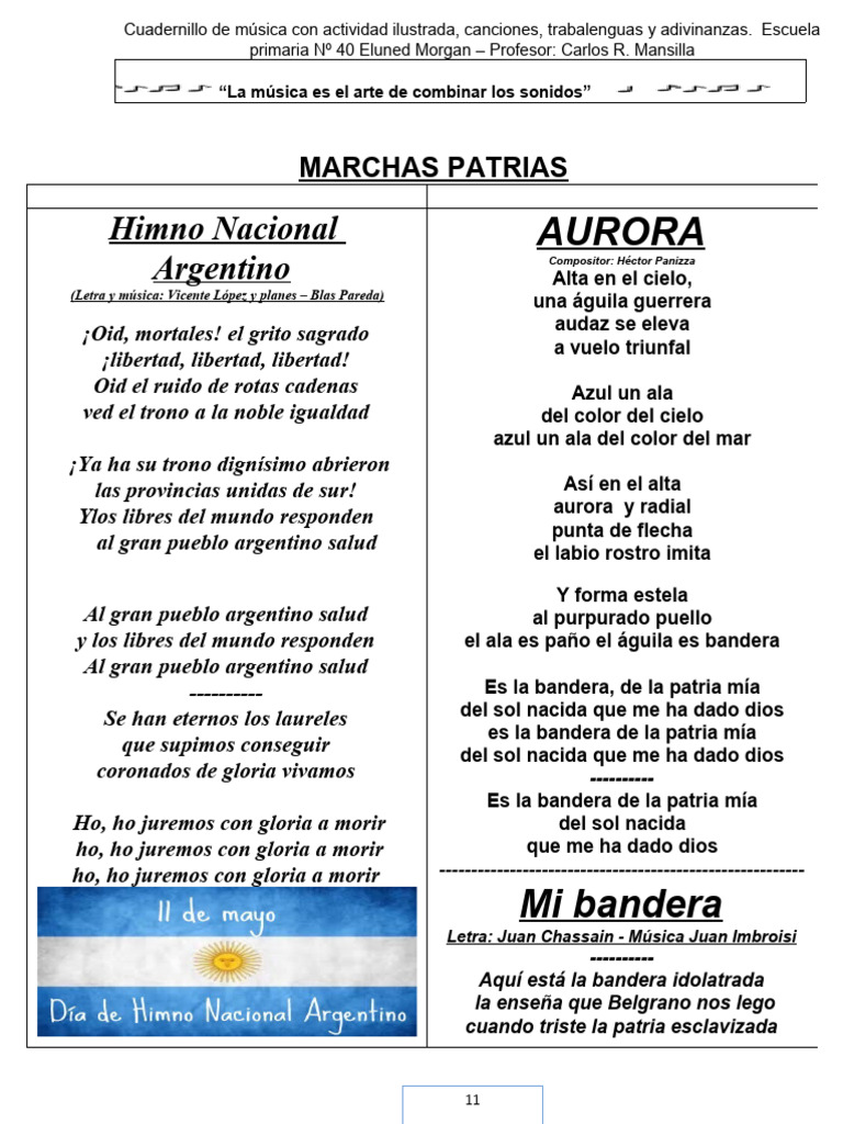 Aurora, Mi Bandera (Salve Argentina), Marcha A La Bandera | PDF