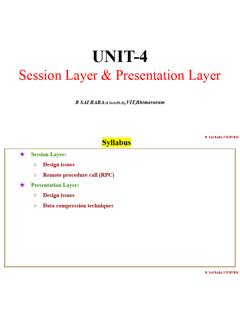 CN-UNIT-4 __ Session layer Presentation Layer (4) | PDF | Data Compression | Mp3
